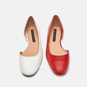 Zara | Shoes | Zara Red Asymmetrical Ballet Flats | Poshmark